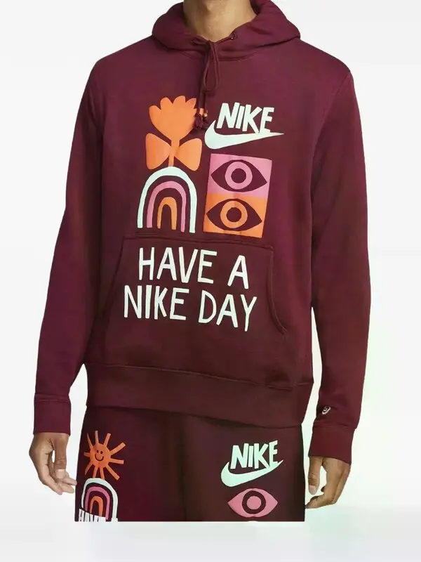 Nike Graphic-print Drawstring Hoodie - Red