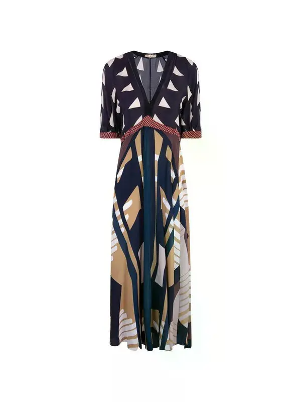VOLANTIS Geometric-print V-neck Dress