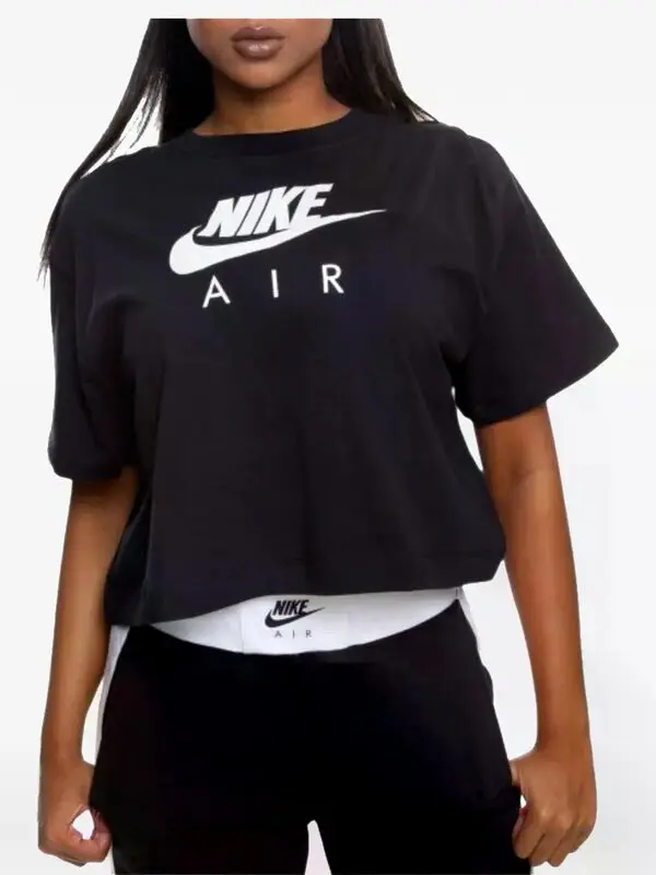 Nike Logo-print Cropped T-shirt - Black