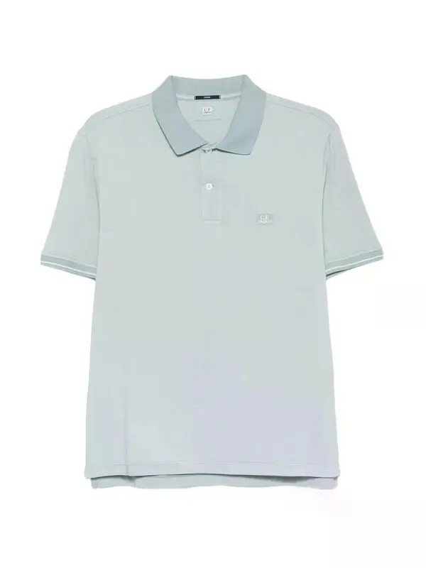 C.P. COMPANY Logo-patch Tipped-cuff Polo Shirt - Blue