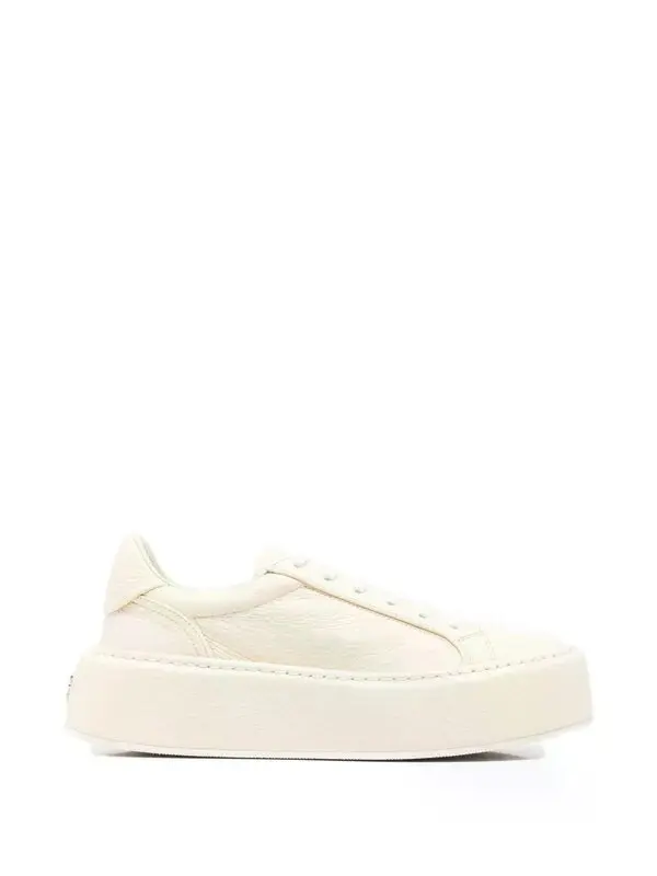 Casadei I-box Platform Leather Sneakers - Neutrals