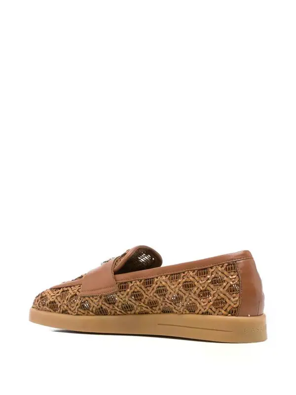 Casadei Woven Loafers With Logo Plaque - Brown