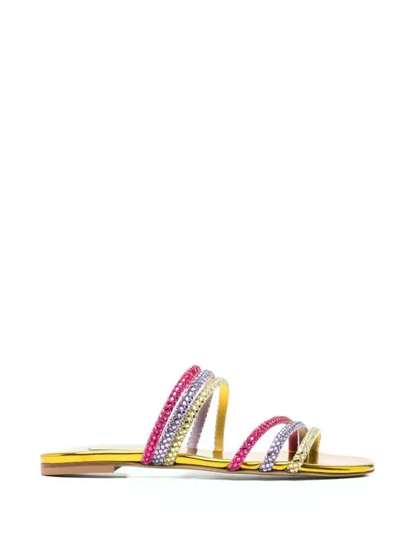 Casadei Crystal-embellished Metallic Sandals - Gold