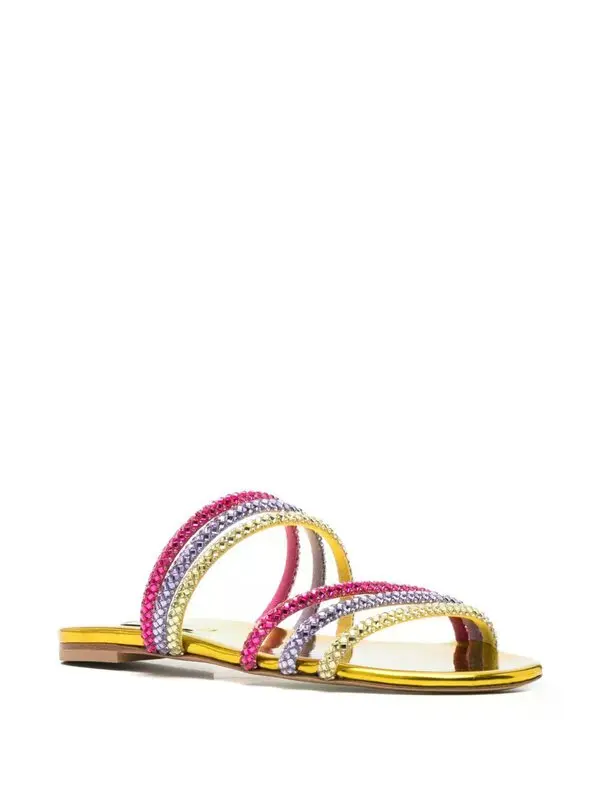 Casadei Crystal-embellished Metallic Sandals - Gold