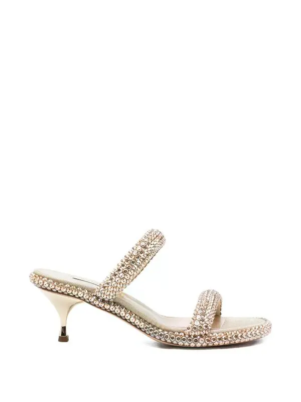 Casadei Sirio Crystal-embellished Kitten-heel Sandals - Gold