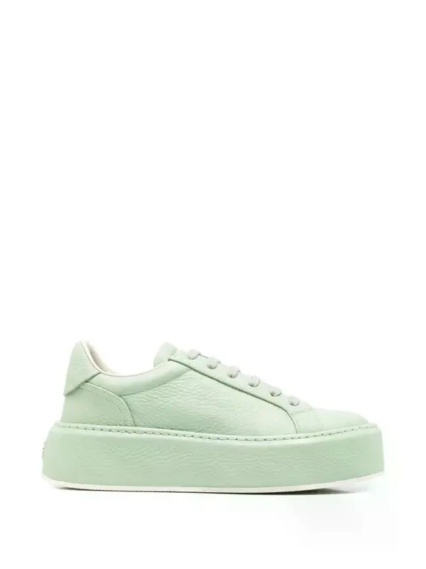 Casadei I-box Pebbled-leather Platform Sneakers - Green