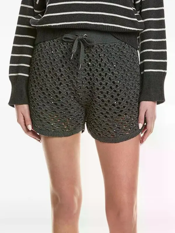 Brunello Cucinelli Sequin-embellished Crochet-knit Shorts