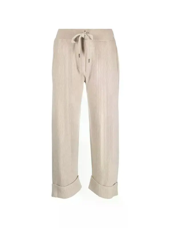 Brunello Cucinelli Ribbed-knit Turn-up Track Pants