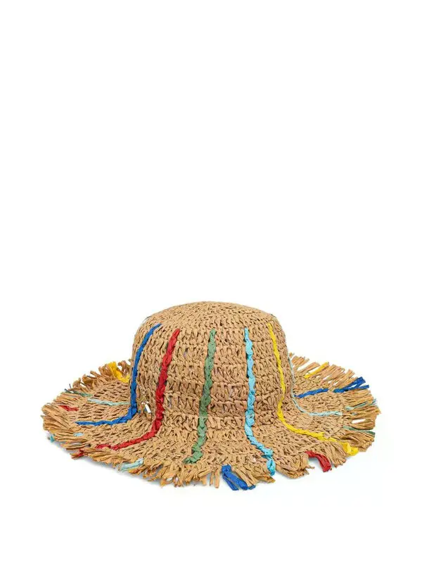 Patrizia Pepe Logo-plaque Fringed Hat - Neutrals