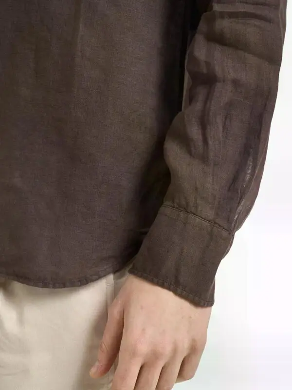 MC2 SAINT BARTH Long-sleeve Button-down Linen Shirt - Brown