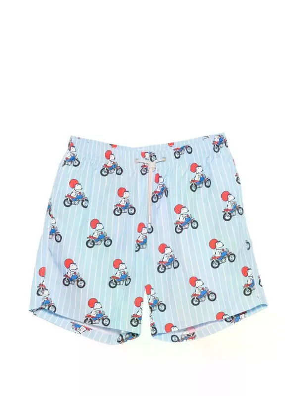 MC2 SAINT BARTH Snoopy-print Striped Swim Shorts - Blue