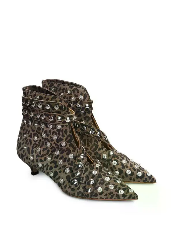 ALCHIMIA Leopard-print Studded Ankle Boots