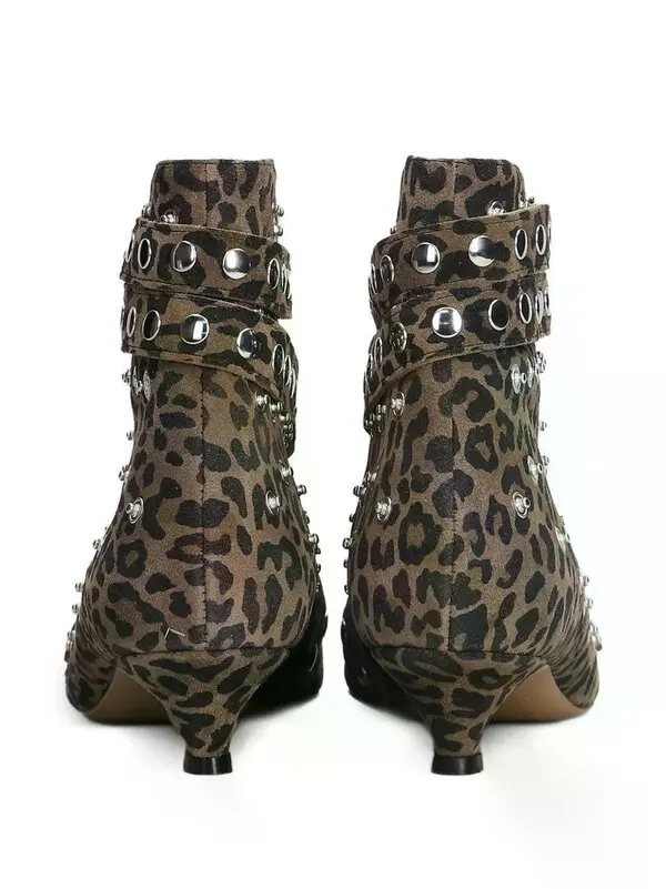 ALCHIMIA Leopard-print Studded Ankle Boots