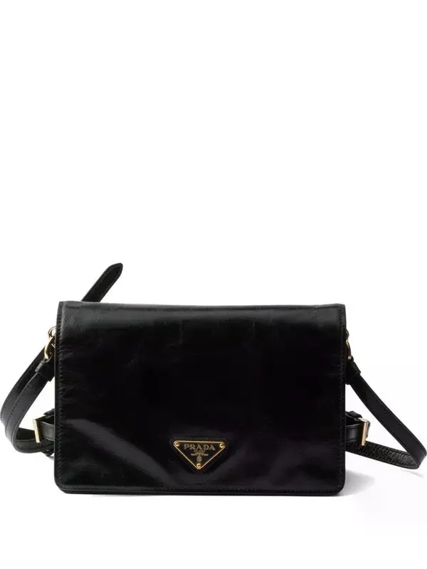 Prada Mini Leather Shoulder Bag - Black