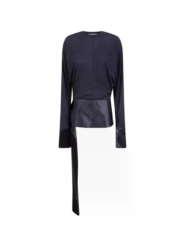 DARKPARK Satin-trim Long-sleeve Blouse - Blue