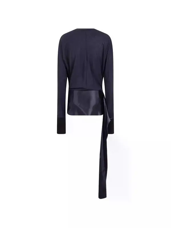DARKPARK Satin-trim Long-sleeve Blouse - Blue