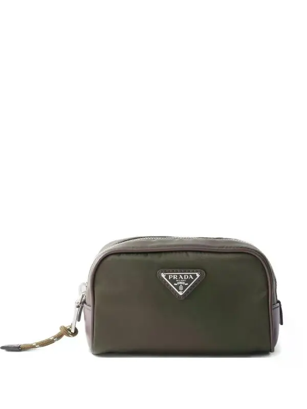 Prada Speedrock Re-nylon And Leather Pouch - Green