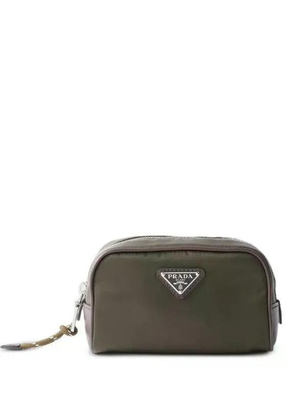 Prada Speedrock Re-nylon And Leather Pouch - Green