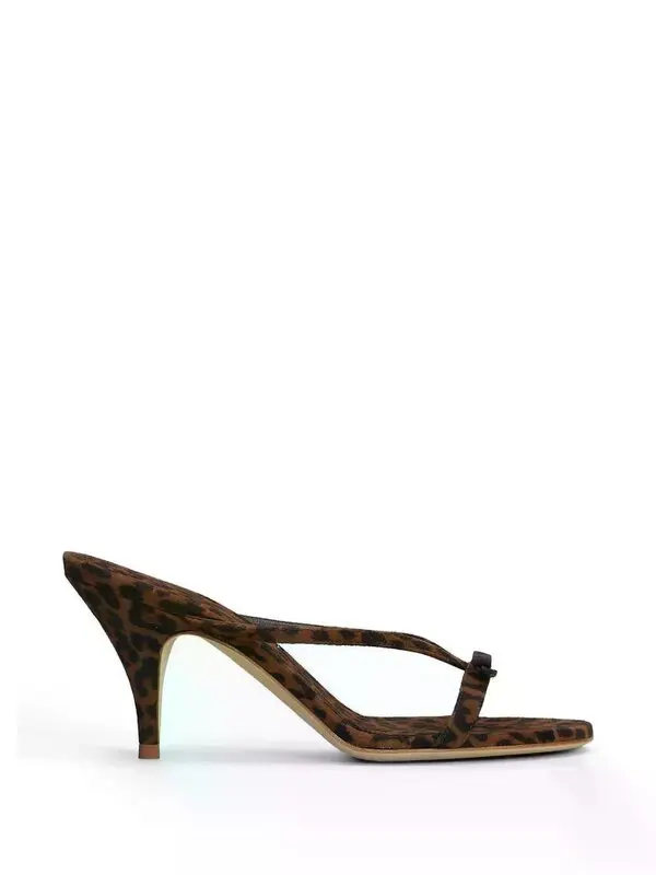 3JUIN Linda Leopard-print Bow-detail Sandals - Brown
