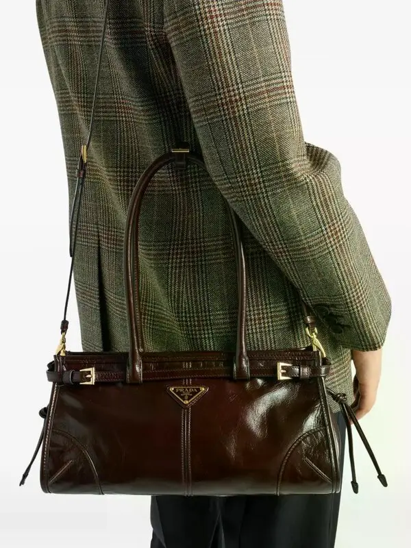 Prada Bonnie Medium Leather Handbag - Brown