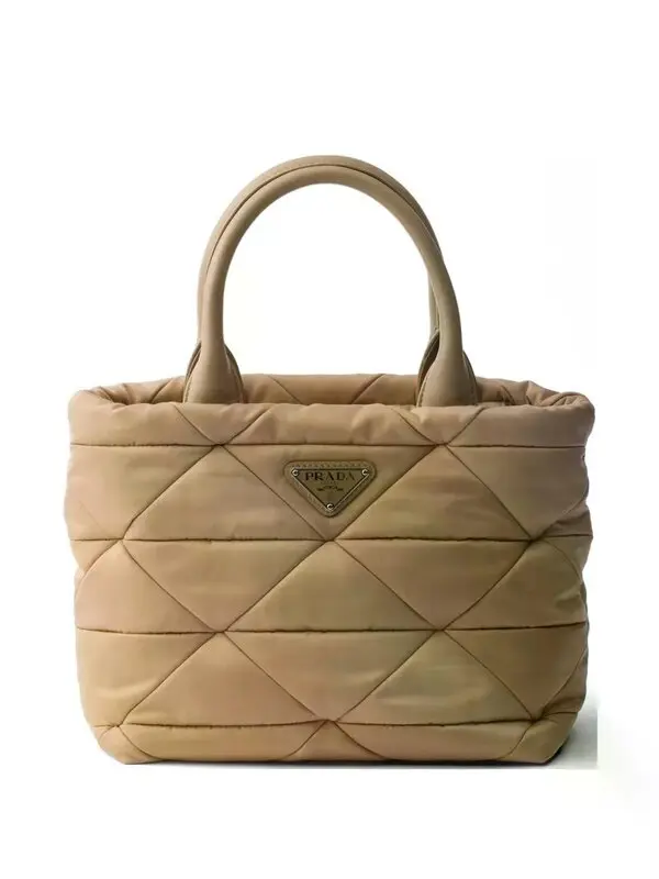 Prada Small Padded Re-nylon Tote - Neutrals