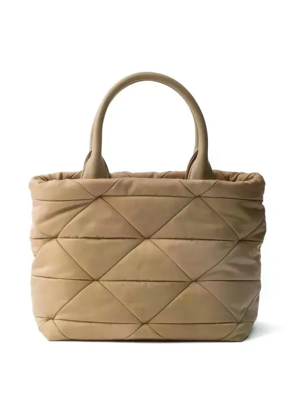 Prada Small Padded Re-nylon Tote - Neutrals