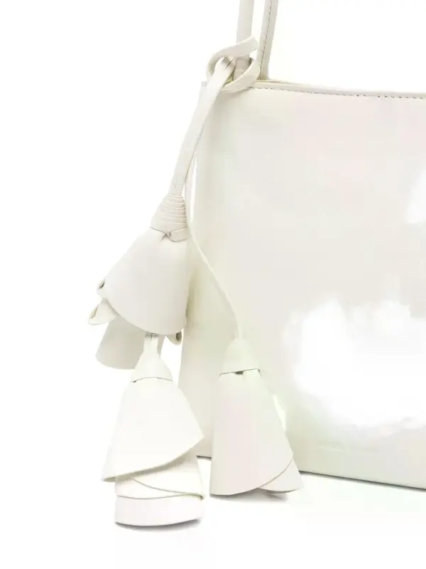 Magda Butrym Leather Tote Bag With Flower Detail - White