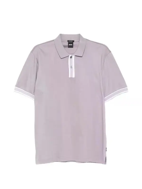 BOSS Striped-trim Polo Shirt In Mercerised Cotton - Purple