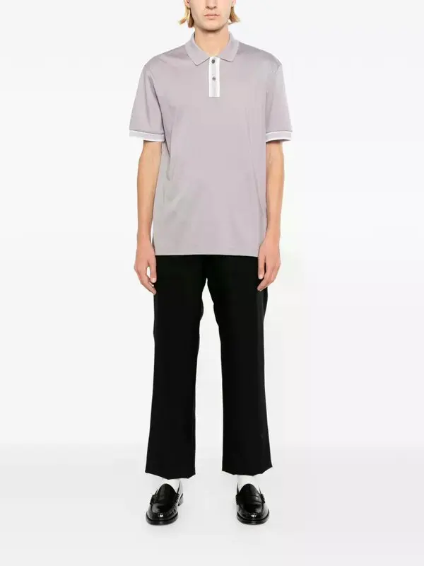 BOSS Striped-trim Polo Shirt In Mercerised Cotton - Purple