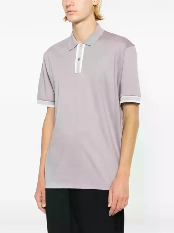 BOSS Striped-trim Polo Shirt In Mercerised Cotton - Purple
