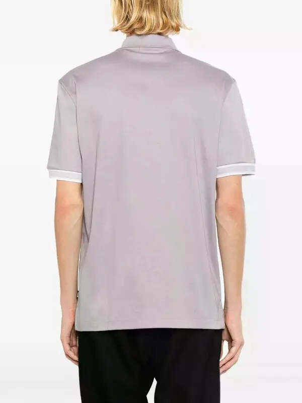 BOSS Striped-trim Polo Shirt In Mercerised Cotton - Purple