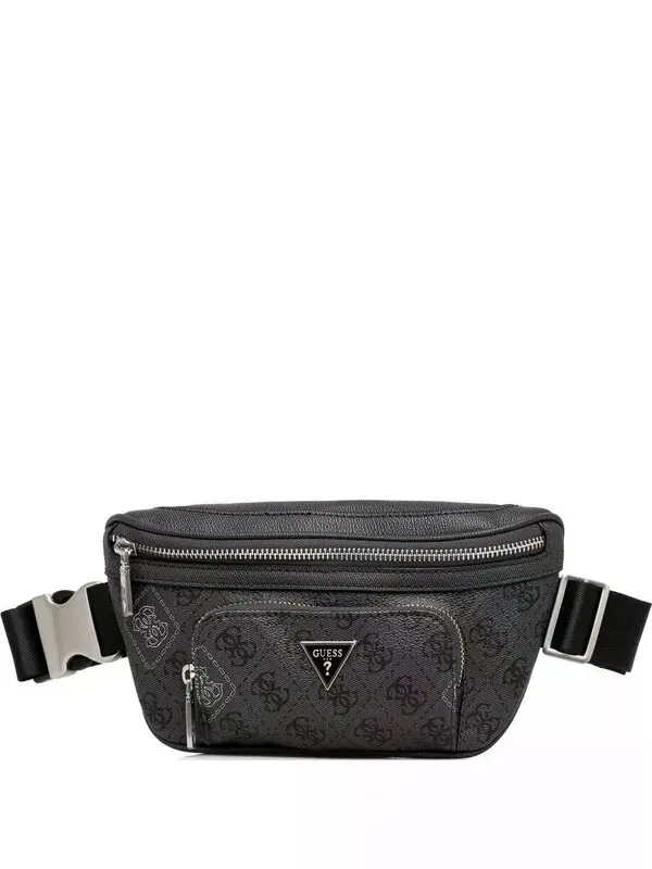 Guess Milano Monogram-print Logo-plaque Belt Bag - Black