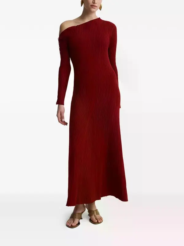 Anna Quan Noah Buttoned One-shoulder Dress - Red