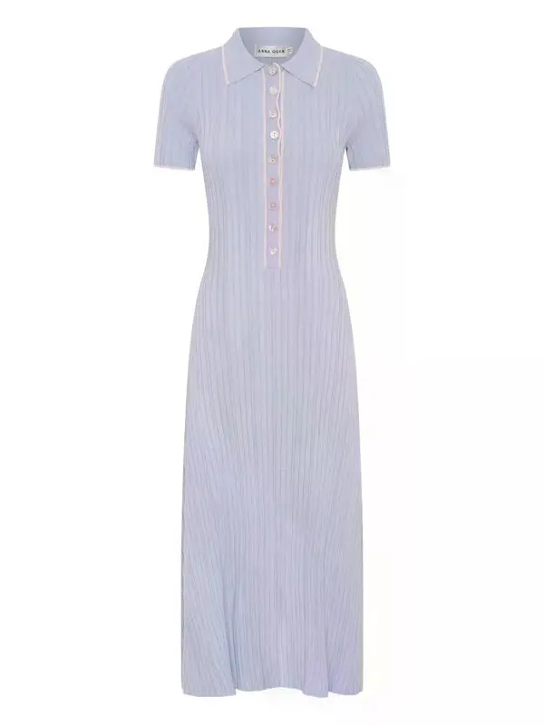 Anna Quan Collared Buttoned Midi Dress - Purple