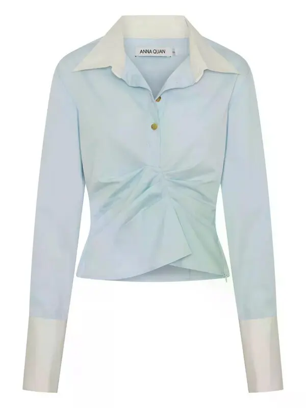 Anna Quan Thea Collared Twisted Shirt - Blue