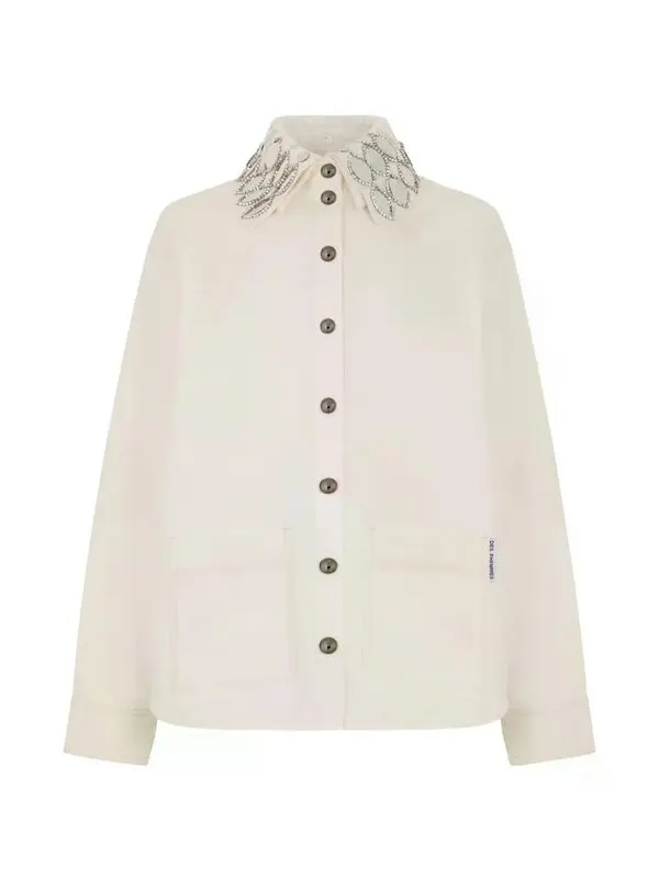 DES_PHEMMES Crystal-embellished Shirt - Neutrals