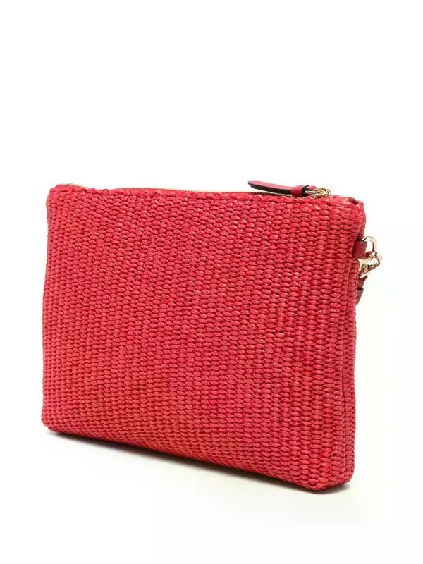 JIMMY CHOO Logo-embroidered Woven Clutch - Red