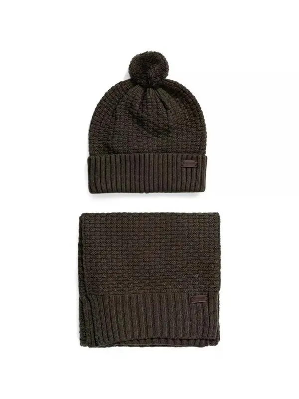 Barbour Waffle-knit Beanie Hat - Green