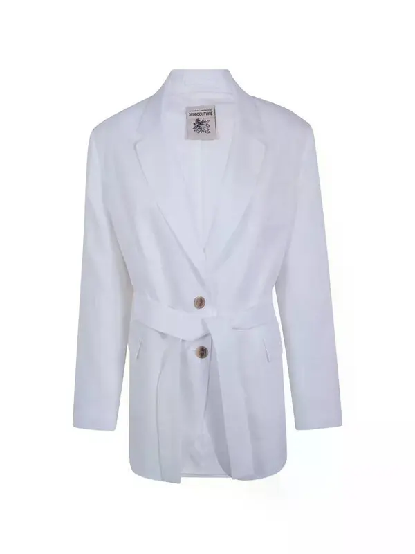 SEMICOUTURE Belted Blazer - White
