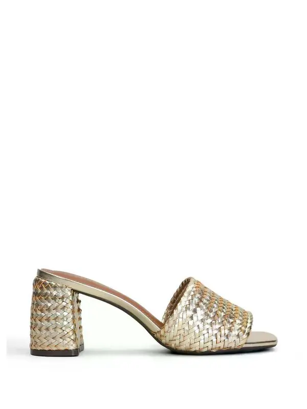 AREZZO Woven Block-heel Sandals - Gold