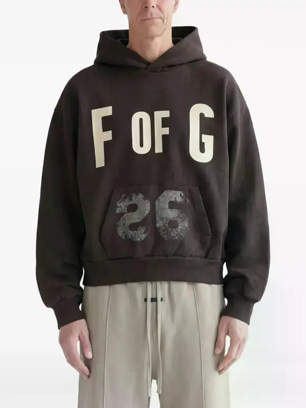 Fear Of God Classic Logo-print Raglan-sleeve Hoodie - Brown