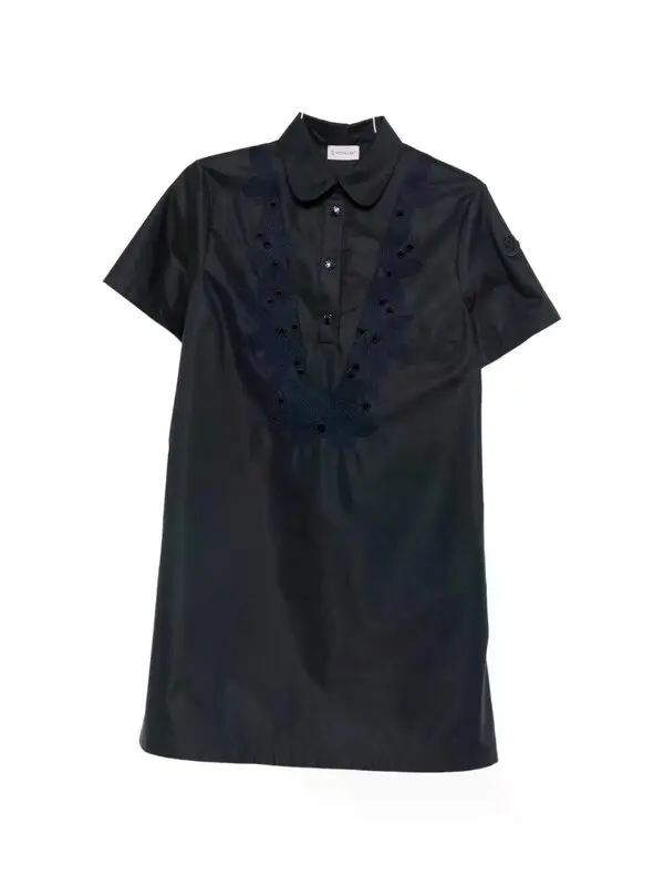 Moncler Broderie-anglaise Short-sleeve Mini Dress - Blue