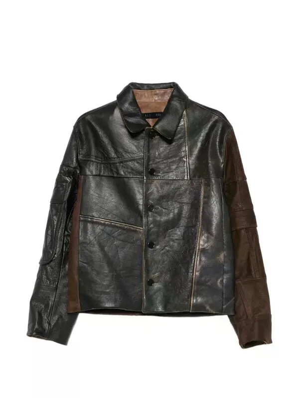 ALAINPAUL Panelled Leather Jacket - Black