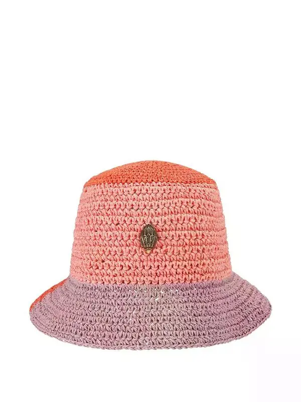 Kurt Geiger Eagle-plaque Raffia Bucket Hat - Pink