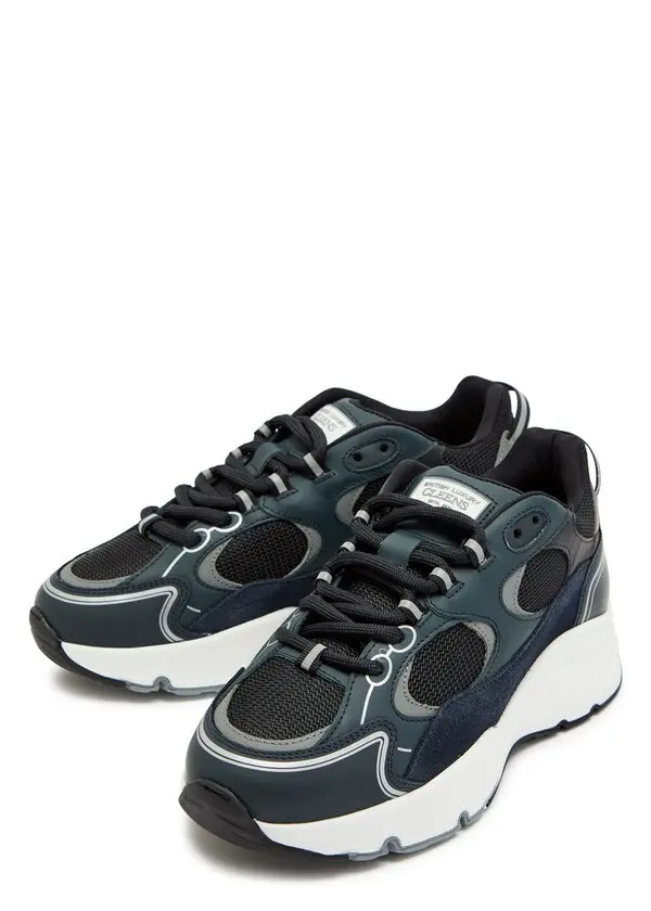 CLEENS Pulse Runner Panelled Mesh Sneakers - Navy