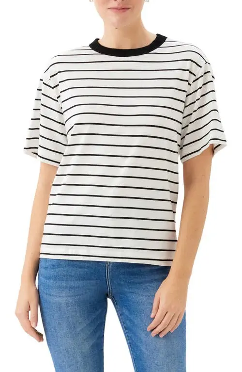 Karen Kane Stripe Cotton Blend T-shirt - Off White/black