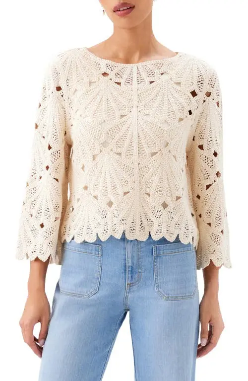 Karen Kane Crochet Flare-sleeve Top - Natural