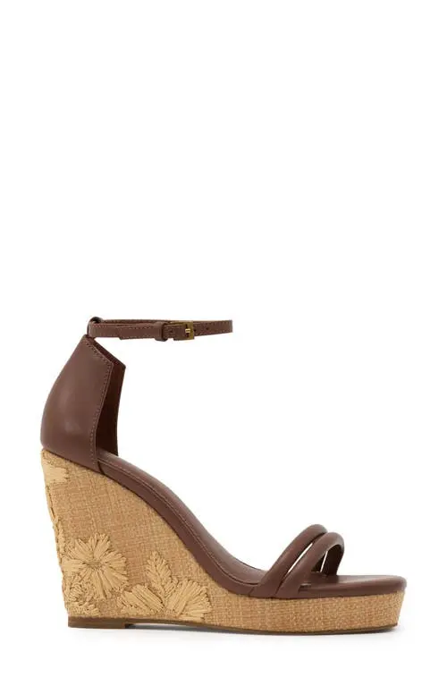 REISS Ankle Strap Platform Wedge Sandal - Tan