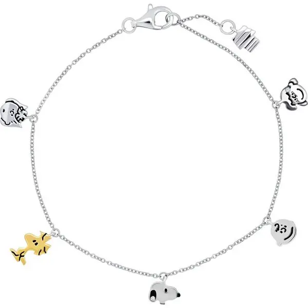 CRISLU X Peanuts® Snoopy & Friends Charm Bracelet - Pure Platinum/clear Stone