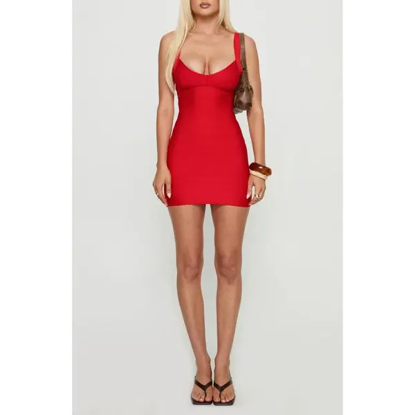 Princess Polly Justina Sleeveless Bandage Minidress - Red